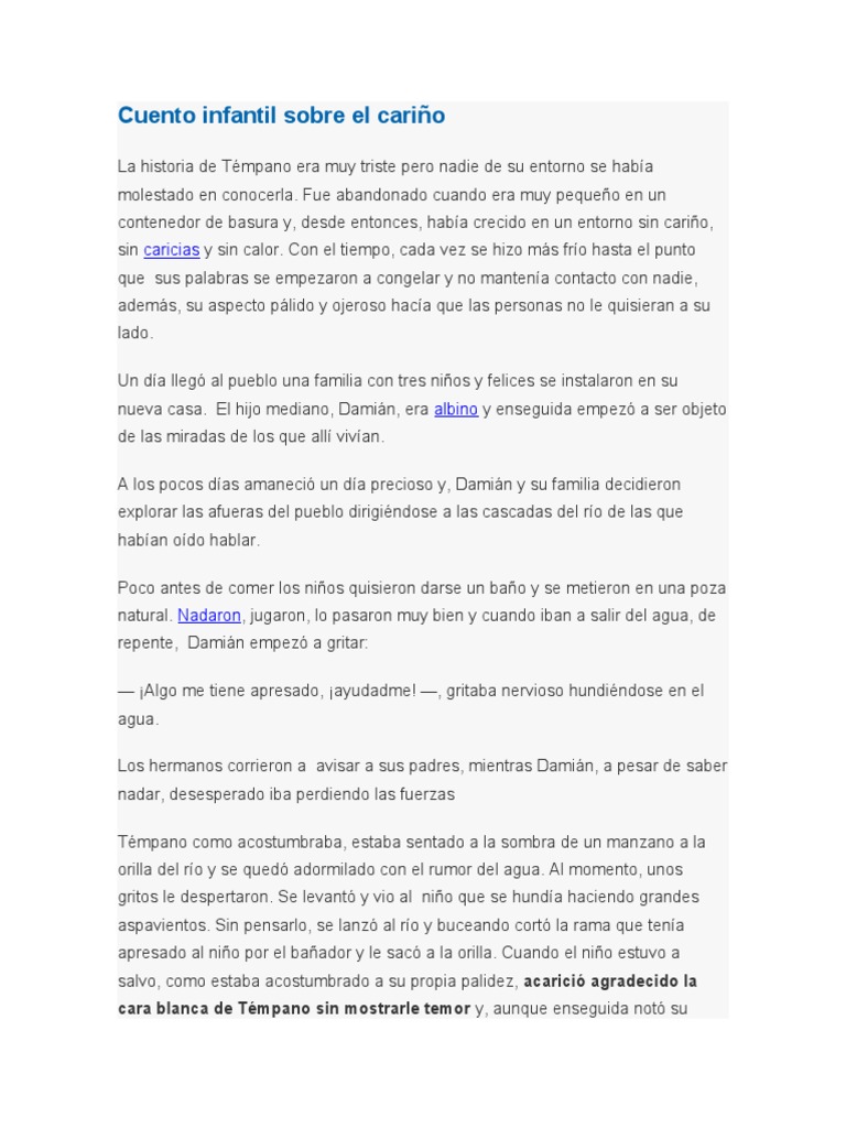 Cuento Infantil Sobre El Cariño | PDF