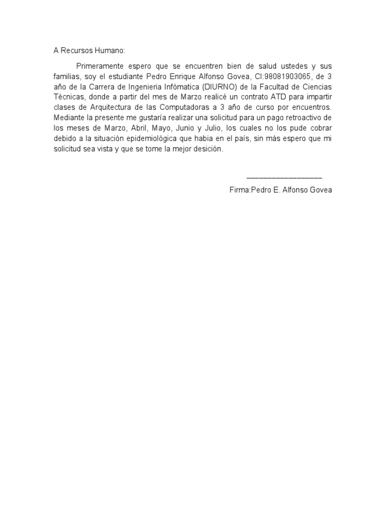 Carta de Retroactivo | PDF