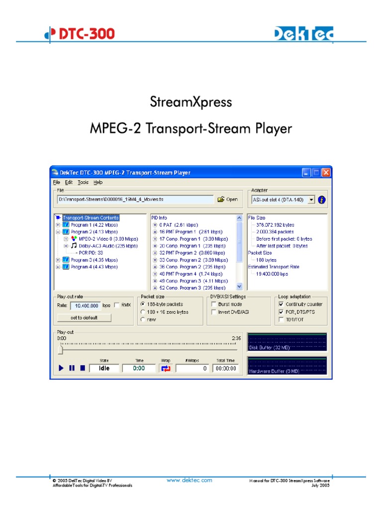 Streamxpress Mpeg-2 Transport-Stream Player | Descargar gratis PDF ...