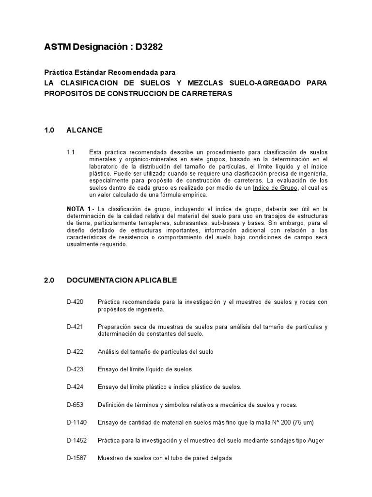 Clasificación de Suelos según ASTM D3282 | PDF | Mecánica de suelos ...
