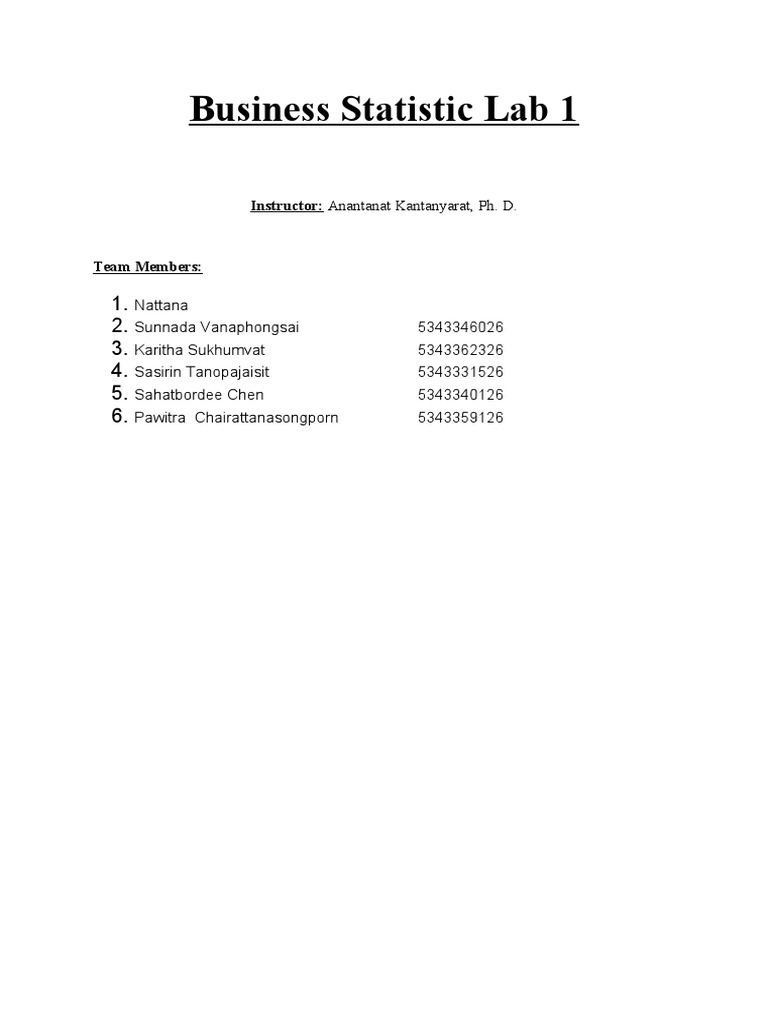 Business Statistic Lab 1 Random Number Generation | PDF | Standard Error | Errors And Residuals
