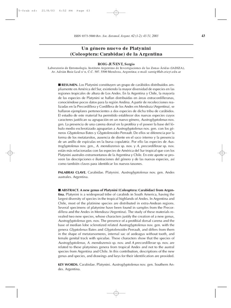 Un nuevo género de Platynini (Coleoptera: Carabidae) de la Argentina ...