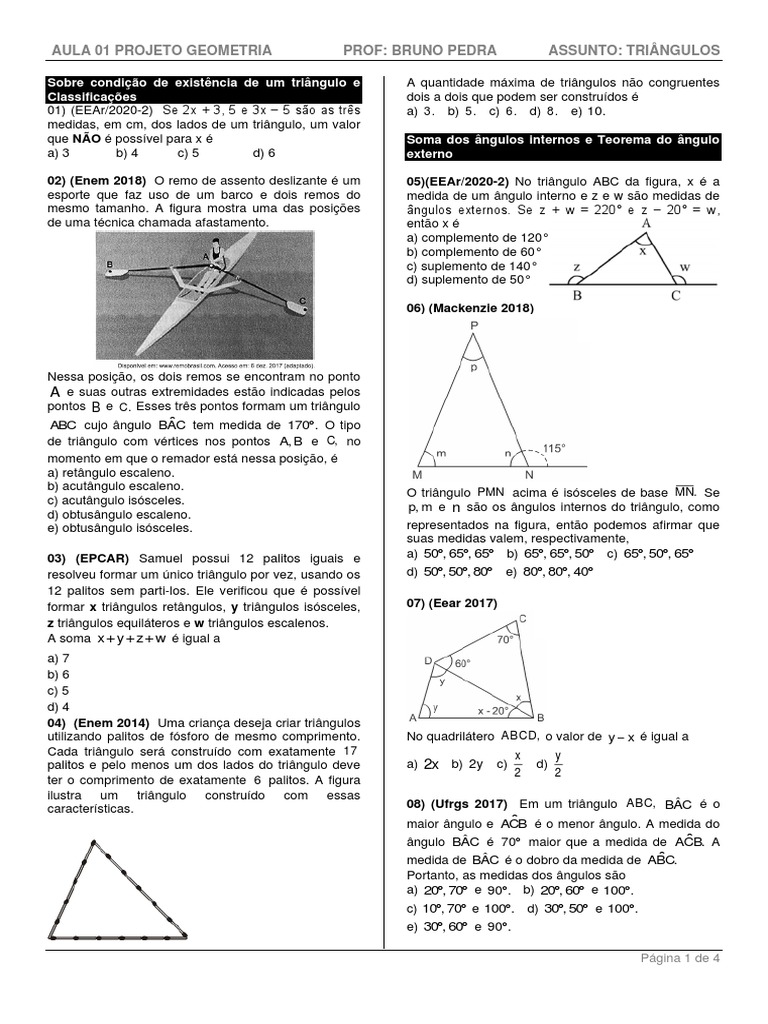 TRIANGULOS | PDF | Geometria do Plano Euclidiano | Triângulo
