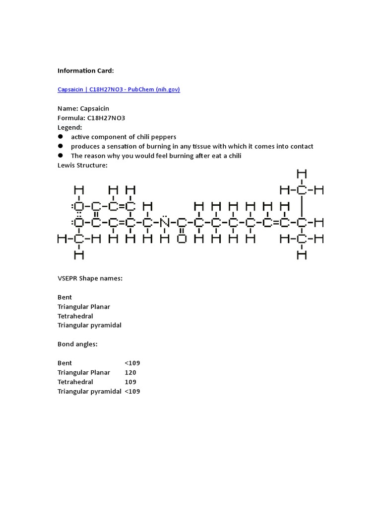 Information Card:: Capsaicin - C18H27No3 - Pubchem (Nih - Gov) | PDF ...
