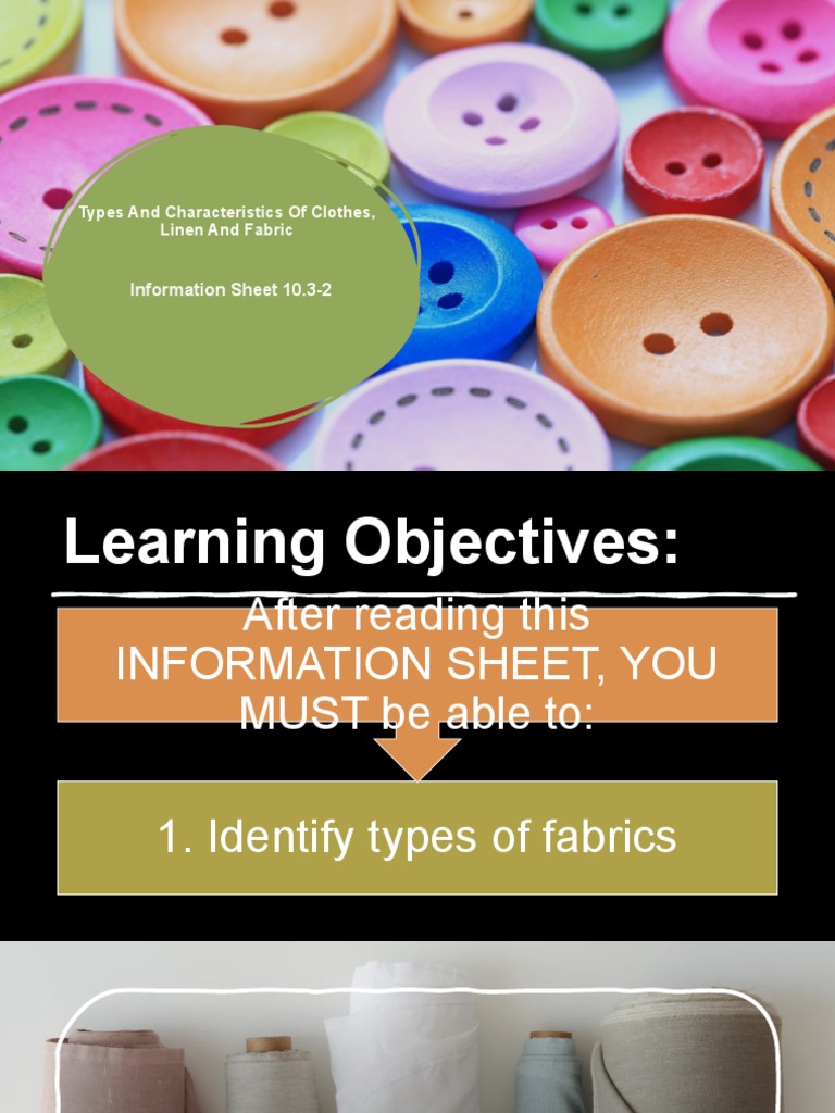 Types and Characteristics of Clothes, Linen and Fabric | PDF