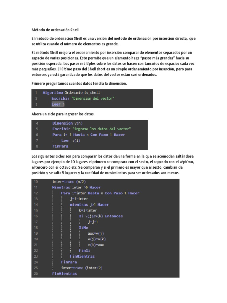 Método de Ordenación Shell | PDF