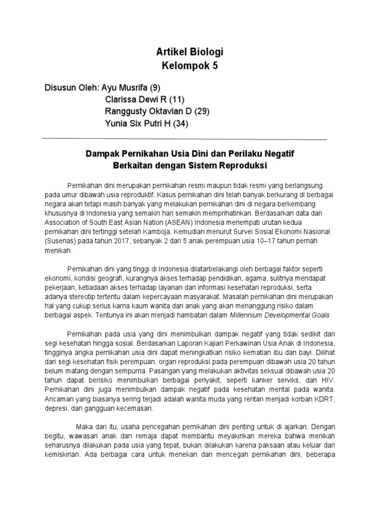 Pernikahan Dini Dan Sistem Reproduksi Kelompok 5 | PDF | Pengembangan Diri | Kesehatan Holistik