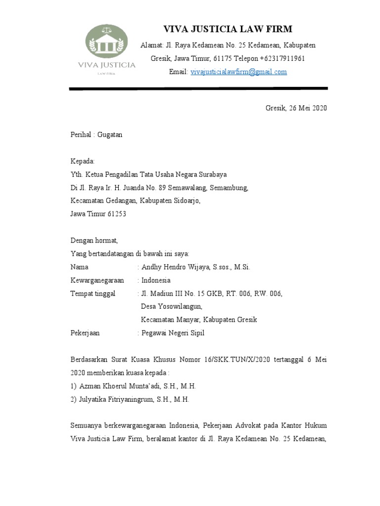 Contoh Surat Gugatan TUN | PDF