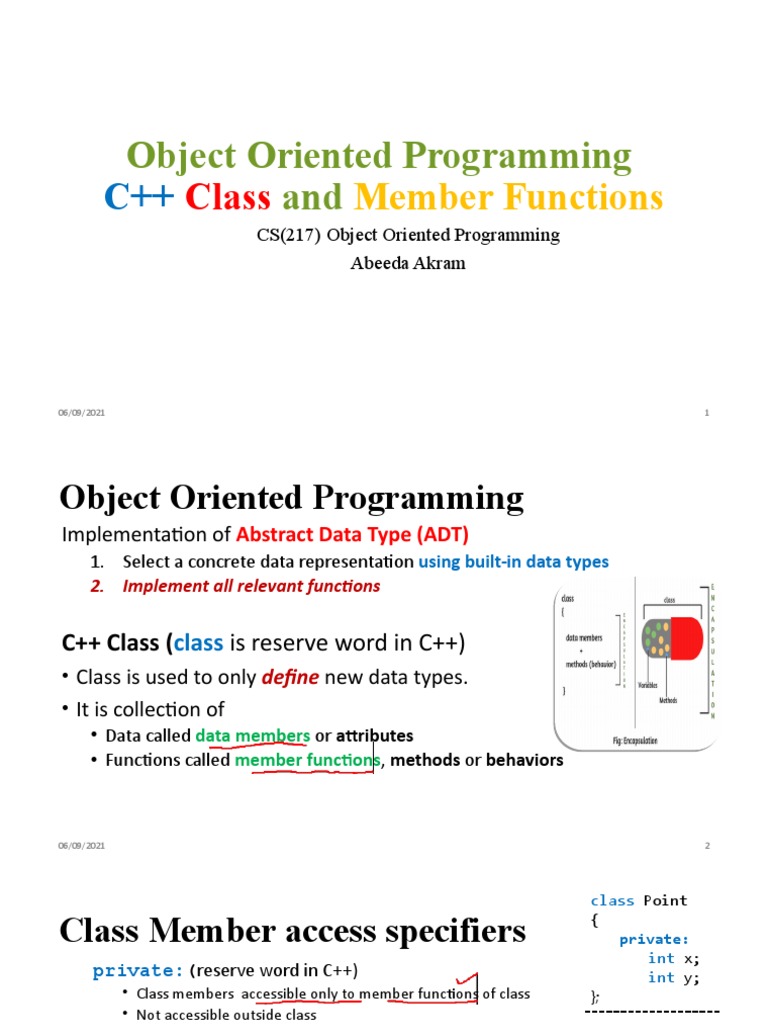 C++ Classes, Member Functions (Getters-Setters, Accessors-Mutators) | Download Free PDF | Class ...