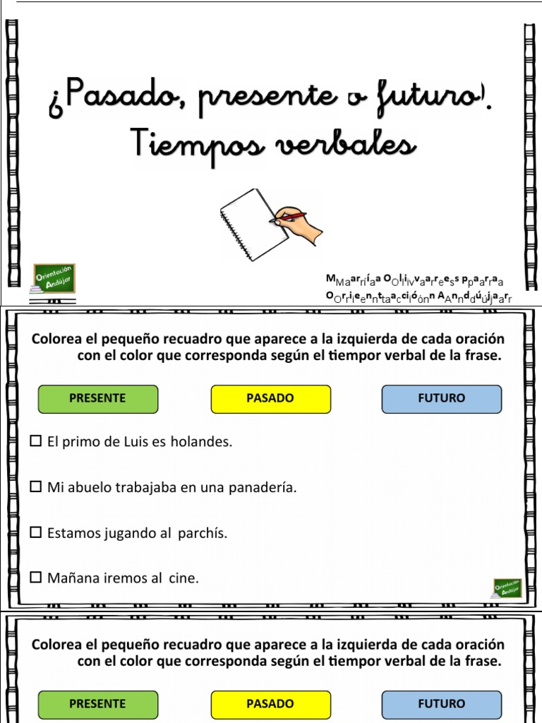 Colorea Verbos por Tiempo Verbal | PDF