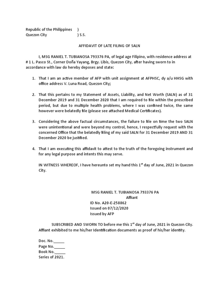 Late Filing of Saln | PDF