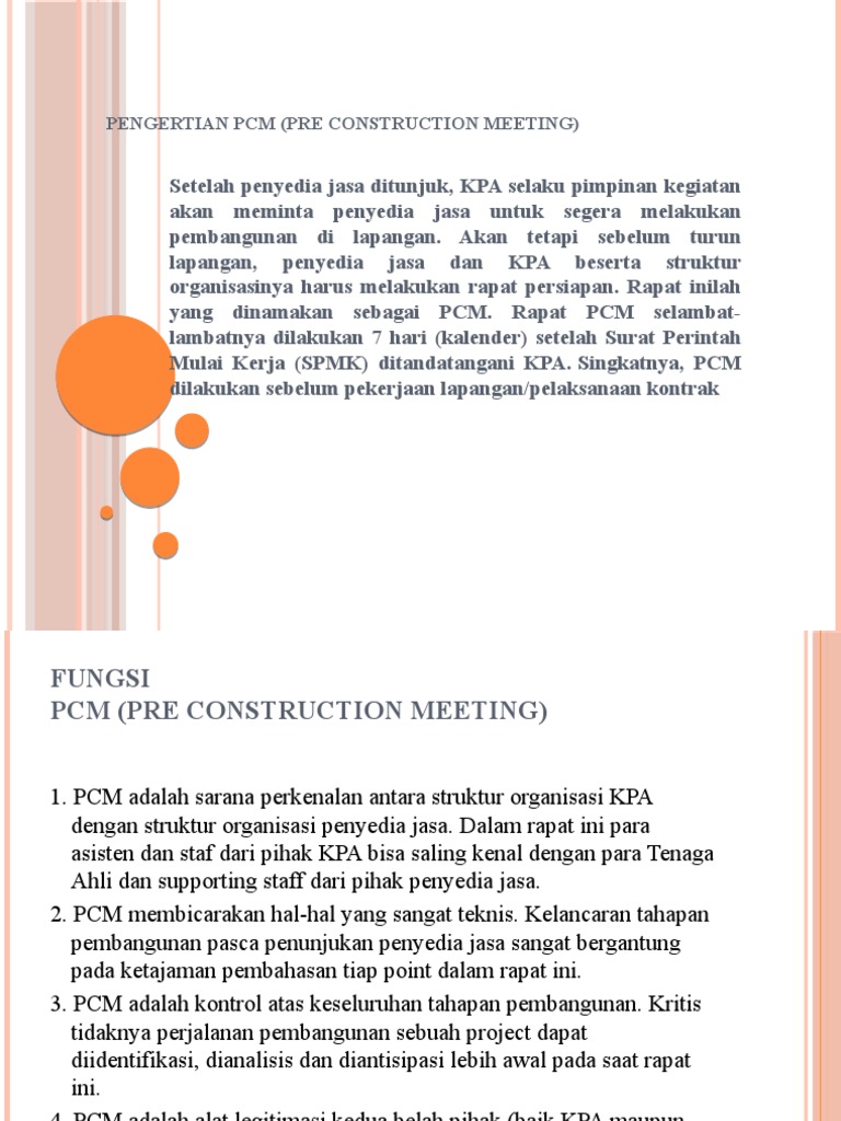 PCM: Rapat Persiapan Konstruksi | PDF