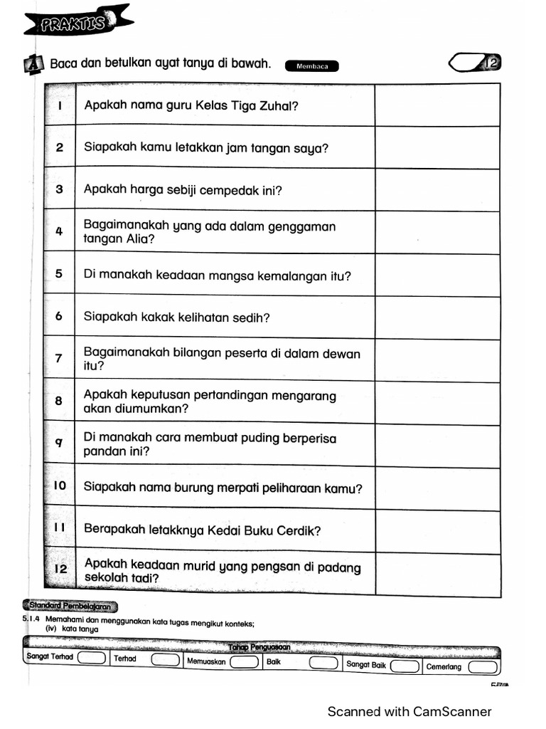 Latihan Kata Tanya Tahun 3 | PDF