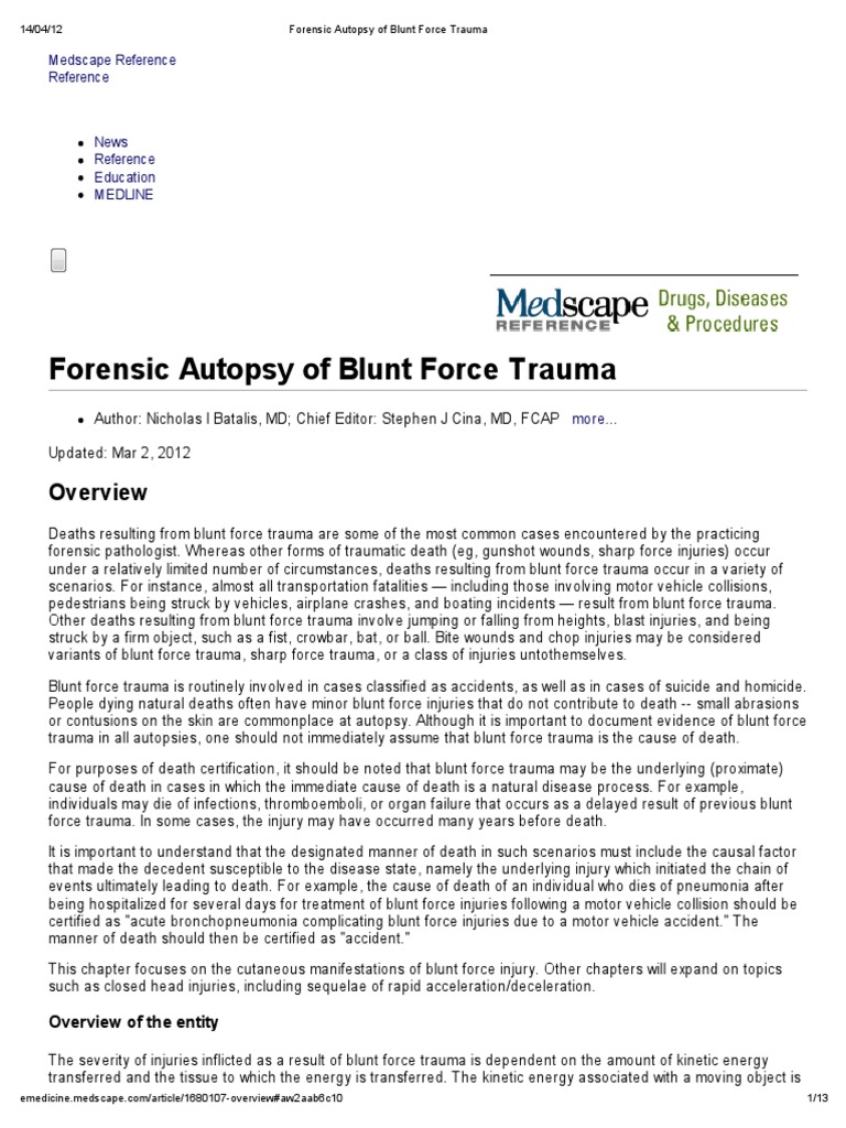 Forensic Autopsy of Blunt Force Trauma | PDF | Neck | Wound