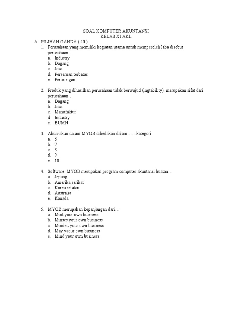Soal Ukk Komp Akutansi Xi Akl | PDF