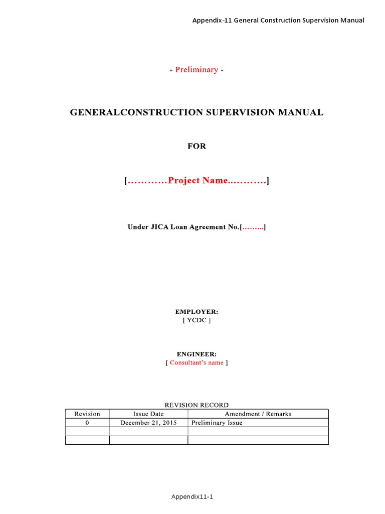 Appendix-11 General Construction Supervision Manual | PDF