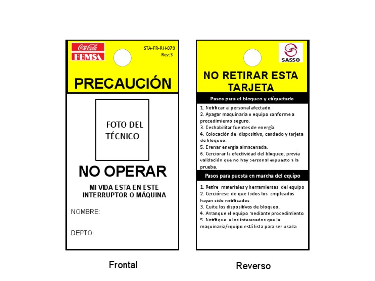 Tarjeta de Bloqueo Editable | PDF