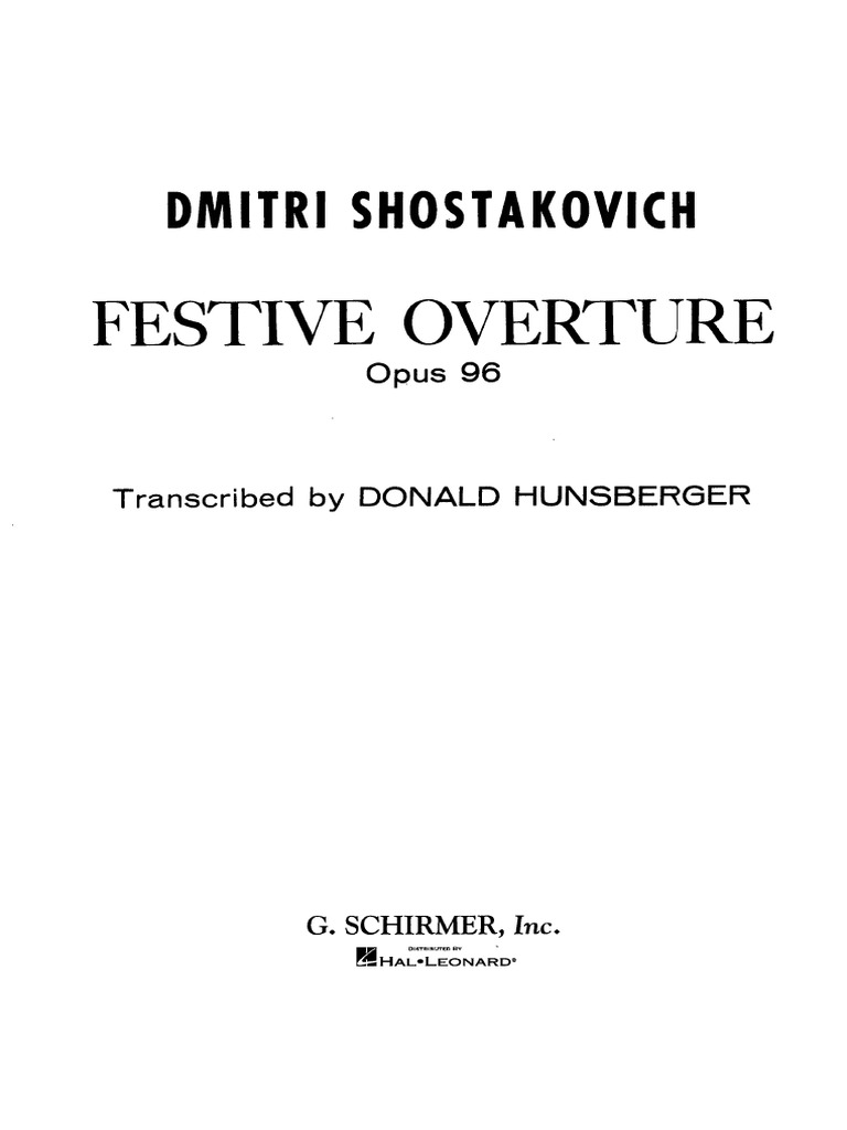 00 Shostakovich (Hunsberger) - Festive Overture Op. 96 (Partitura) | PDF