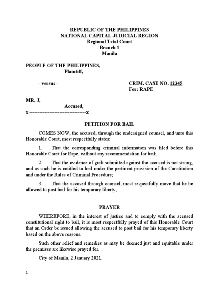Form Petition | PDF | Bail | Criminal Procedure In South Africa