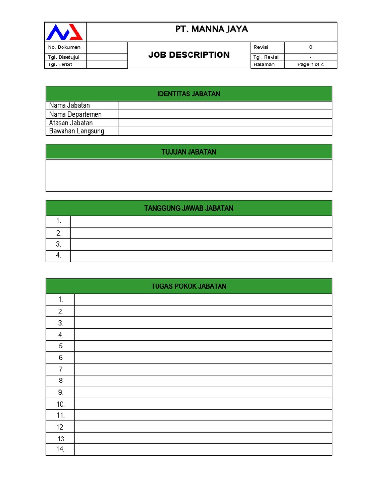 Draft Jobdesc | PDF | Karier & Perkembangan