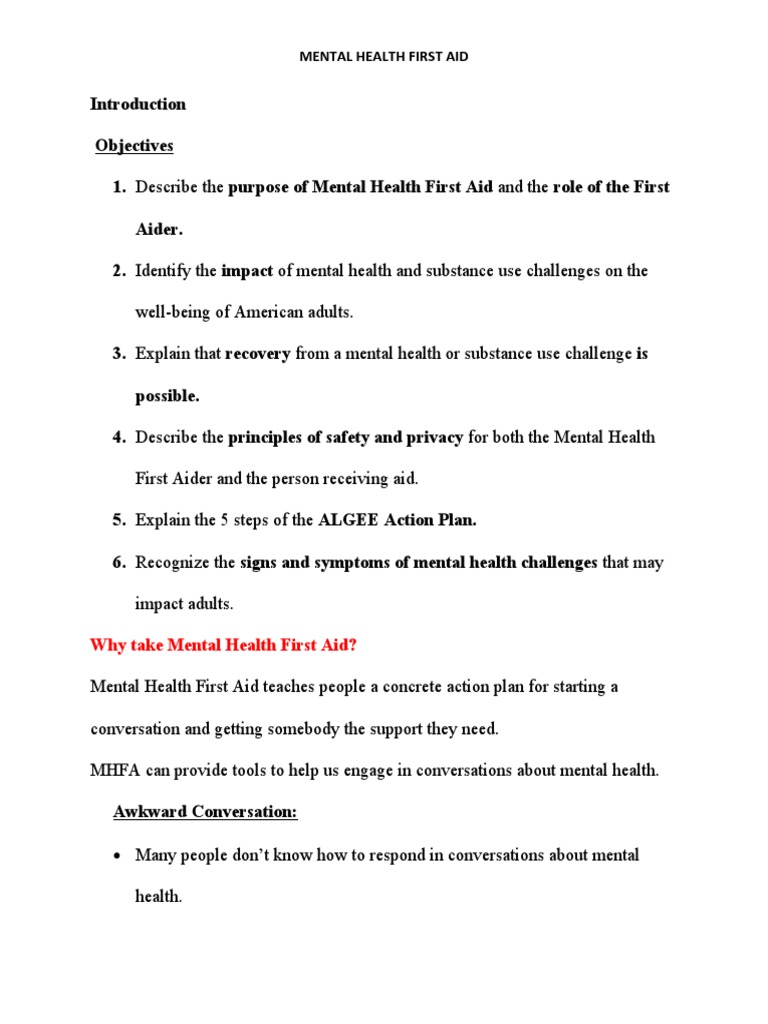 Why Take Mental Health First Aid? | PDF | Mental Disorder | Mental Health