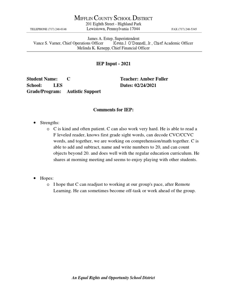2021 - Iep Comments | PDF