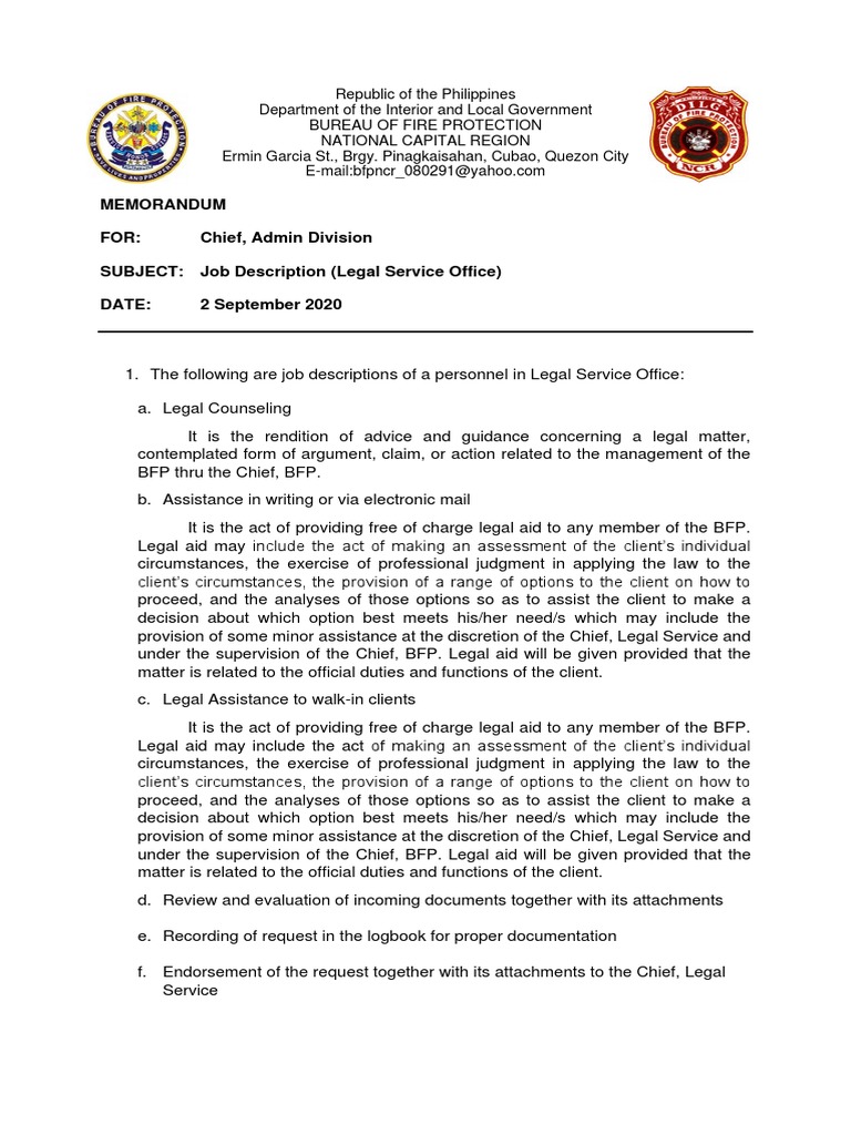 Job Description Legal | PDF | Legal Aid | Policy