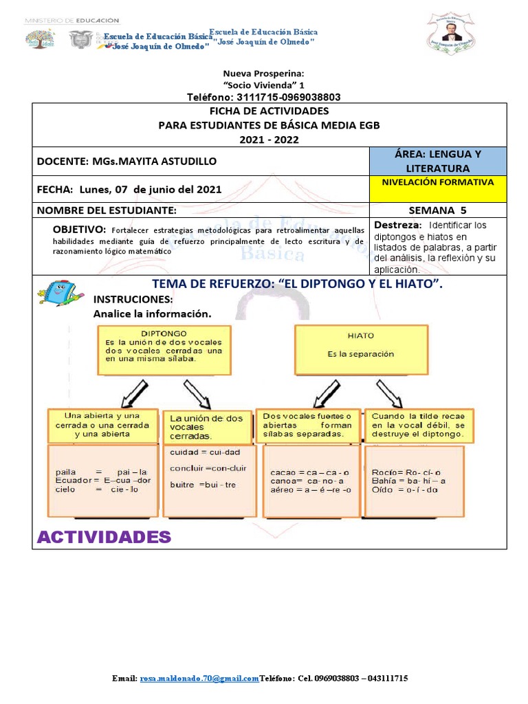Actividades Semana 5 - 5to | PDF | Educación primaria | Idiomas