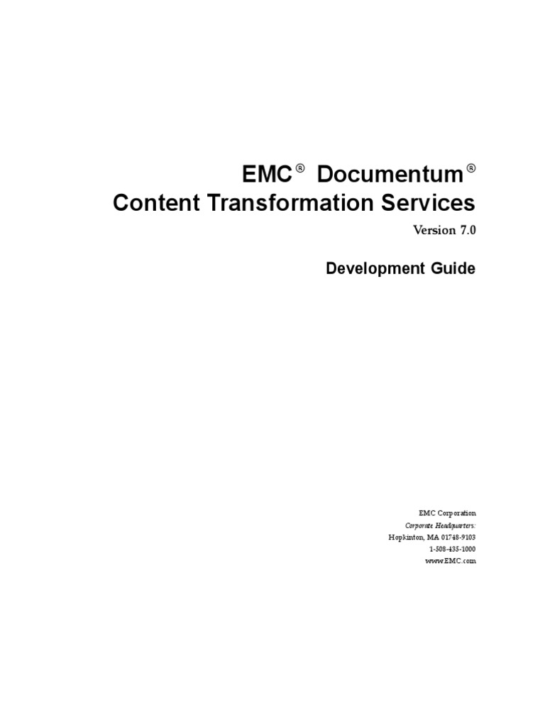 Documentum Content Transformation Services 7 0 Profile Development