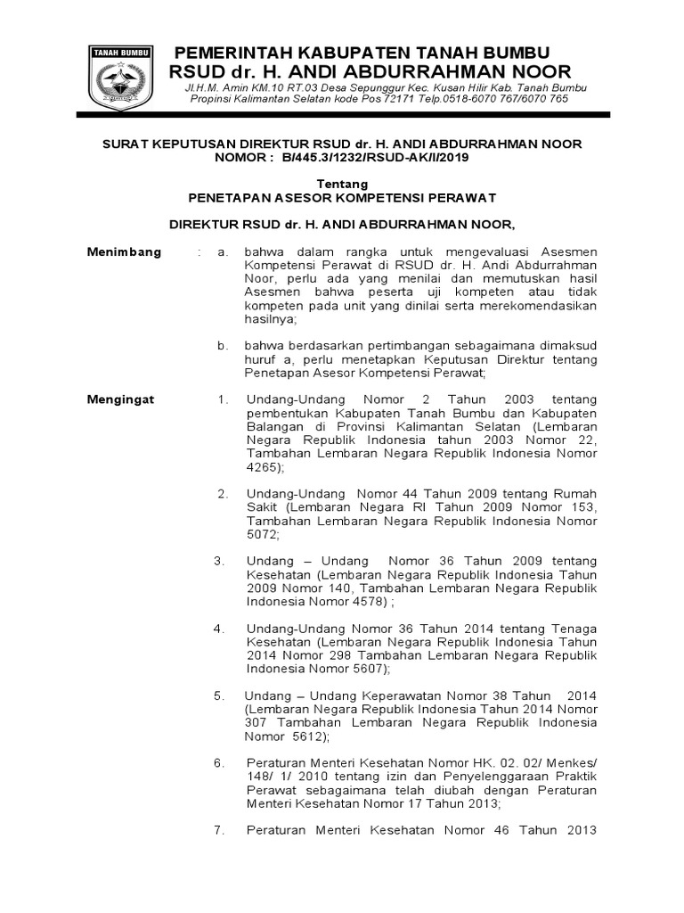 SK Penetapan Asesor | PDF