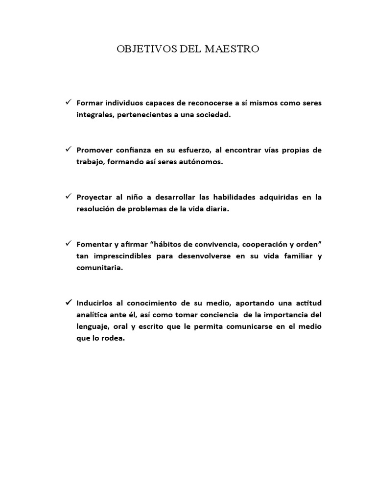 Objetivos Educativos del Maestro | PDF | Crecimiento personal y profesional