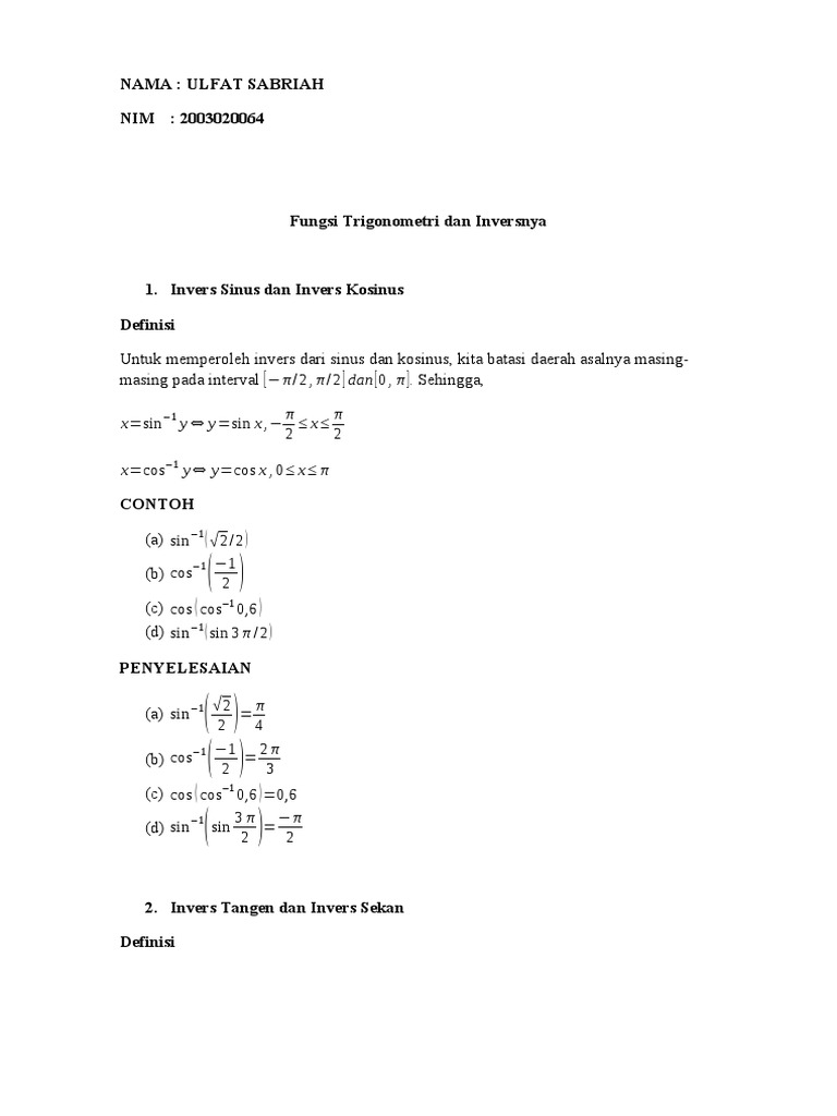 Identitas dan Turunan Trigonometri Hiperbolik | PDF