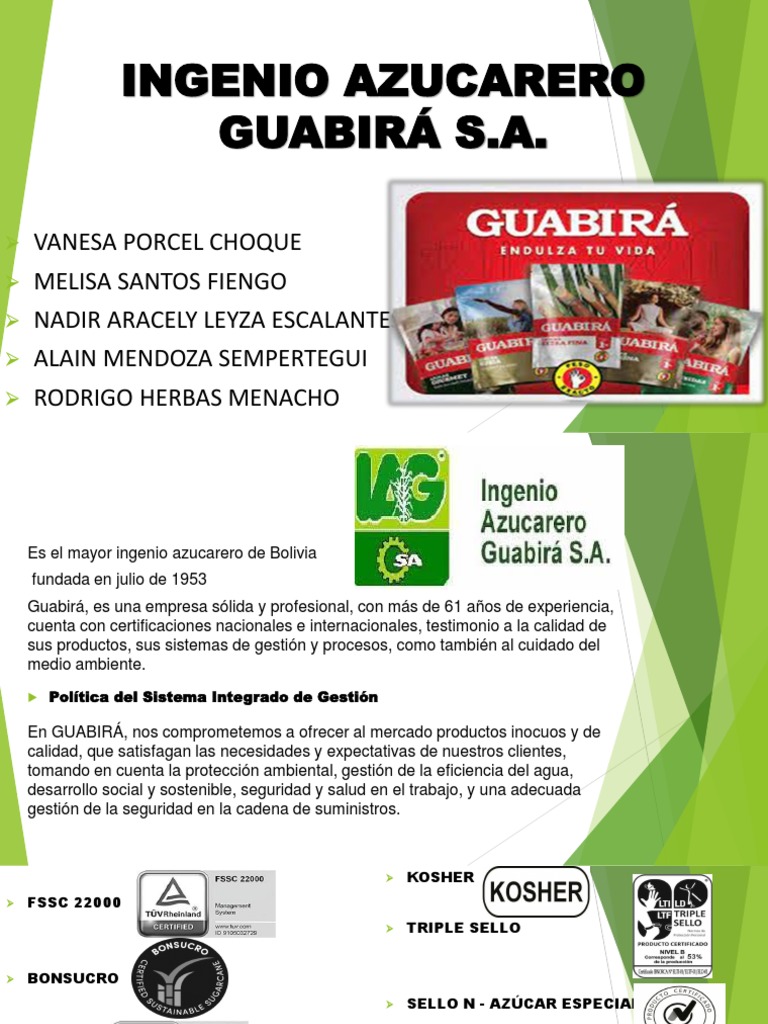 Ingenio Azucarero Guabirá: Calidad y Certificaciones | PDF | Seguridad ...