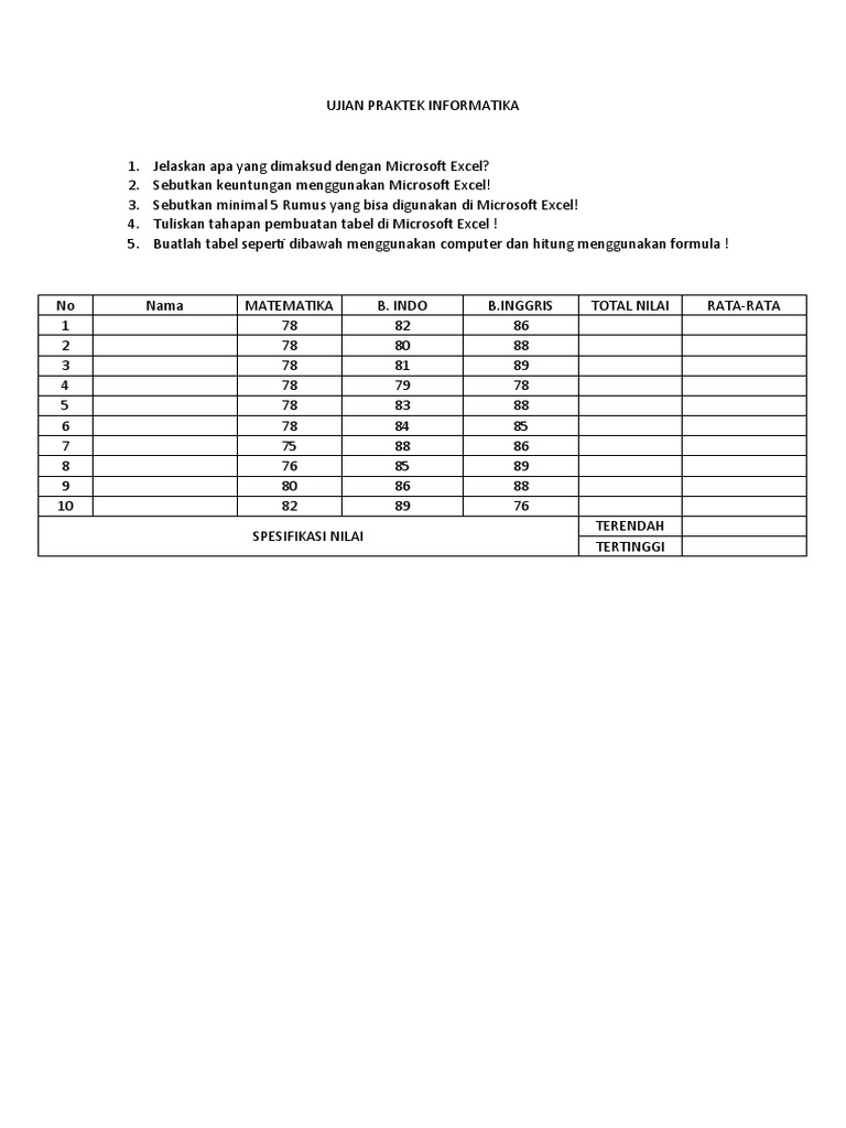 Ujian Praktek Informatika Pdf