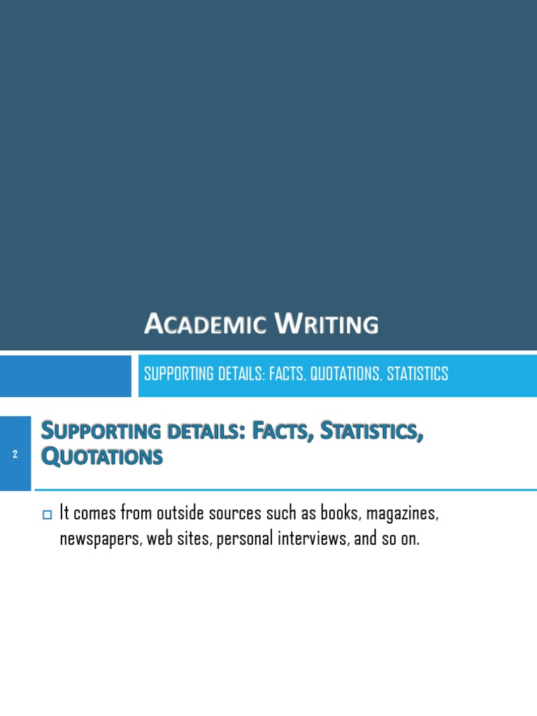 Supporting Details: Facts, Quotations, Statistics | PDF | Grammar ...