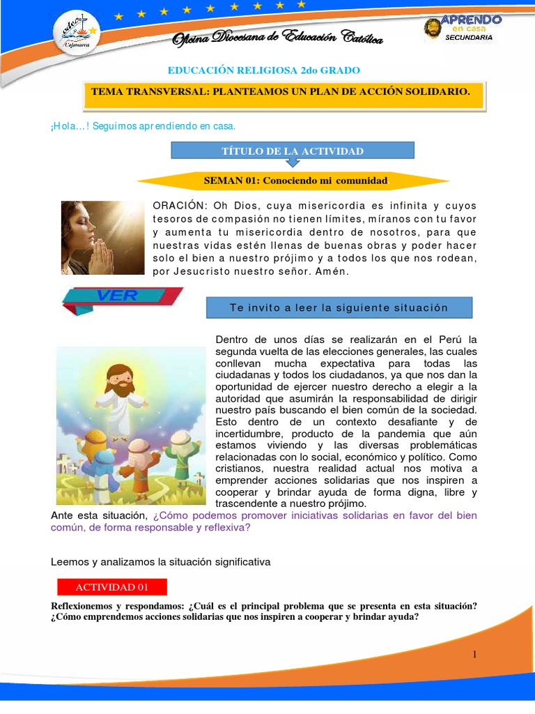 Conociendo mi comunidad y su acción solidaria | PDF | Misericordia ...