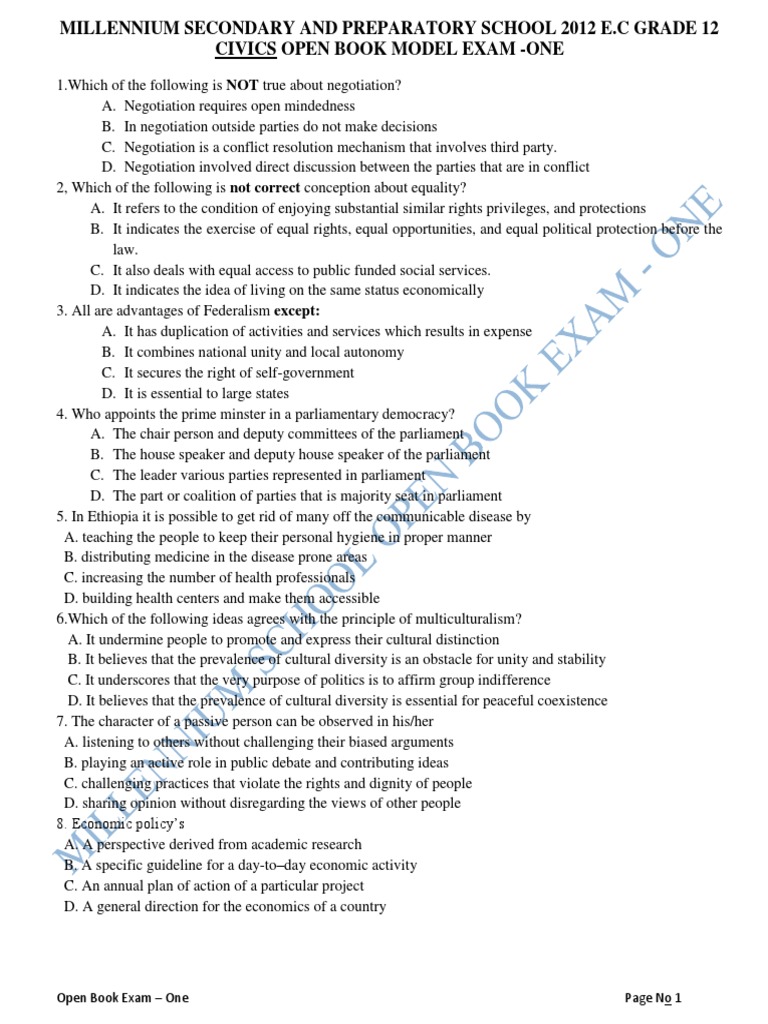 Open Book Exam - One Page No 1 | PDF | Constitution | Multiculturalism