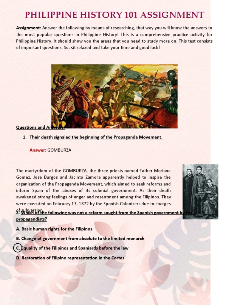 Philippine History 101 Assignment: Answer | PDF | Philippines | Unrest