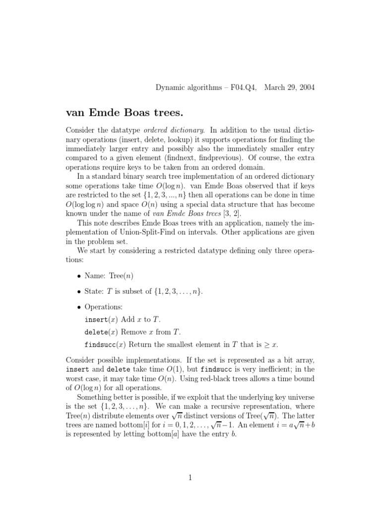 Van Emde Boas Trees | PDF | Mathematical Logic | Algorithms And Data Structures