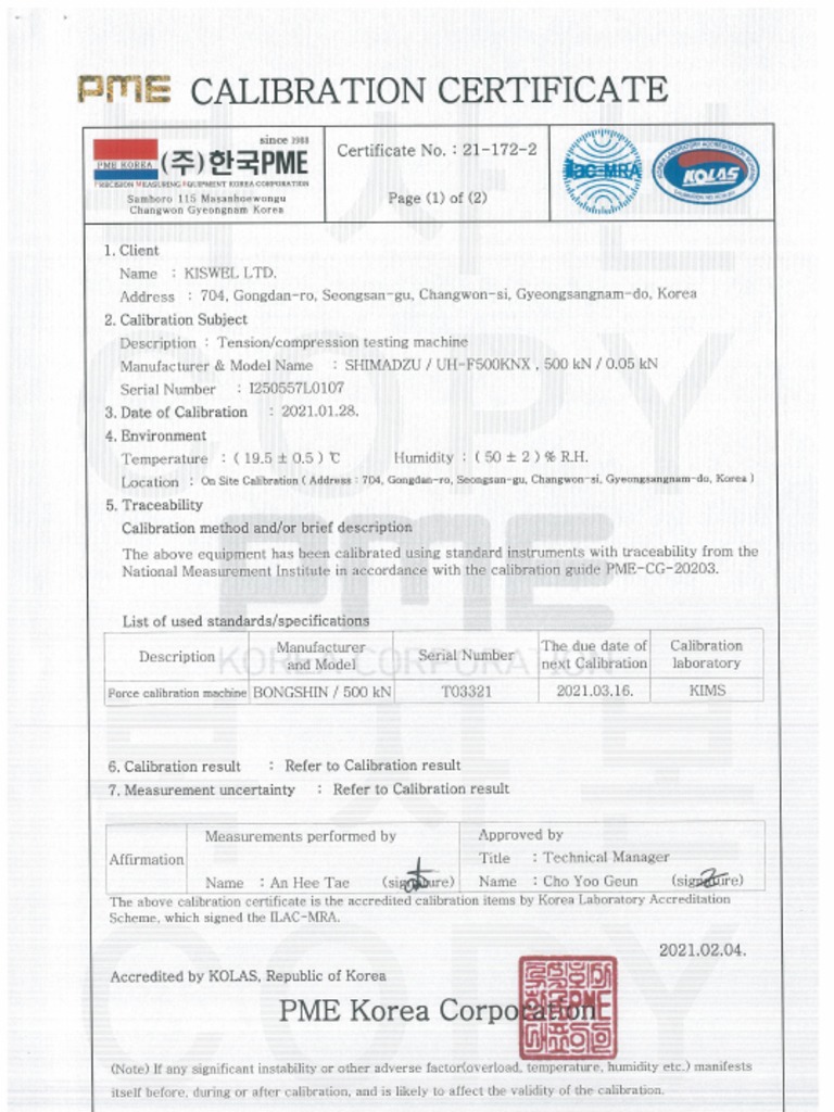 Calibration Certificate | PDF