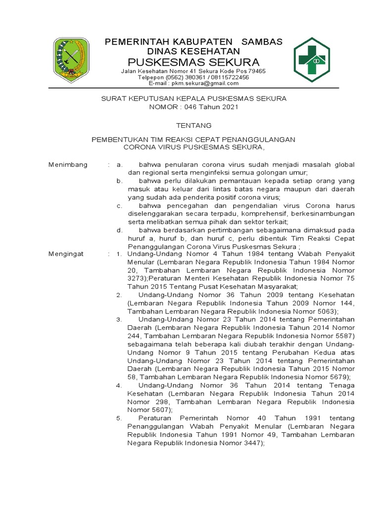 SK. TRC CORONA No. XXX Th. 2021 | PDF