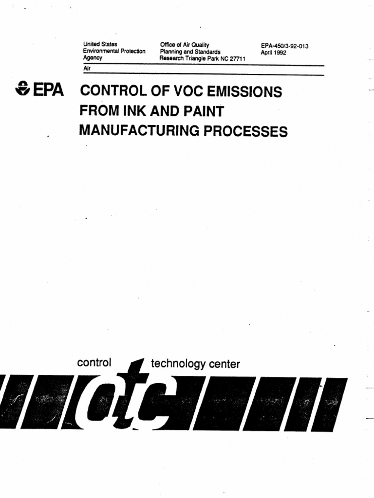 Control of Voc Emissions Ink and Paint Manufacturing Processes | PDF ...