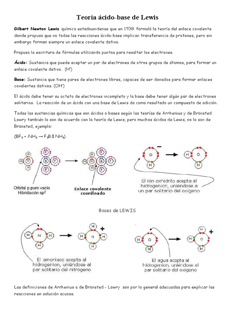Teoria de Lewis | PDF | Ácido | Enlace químico