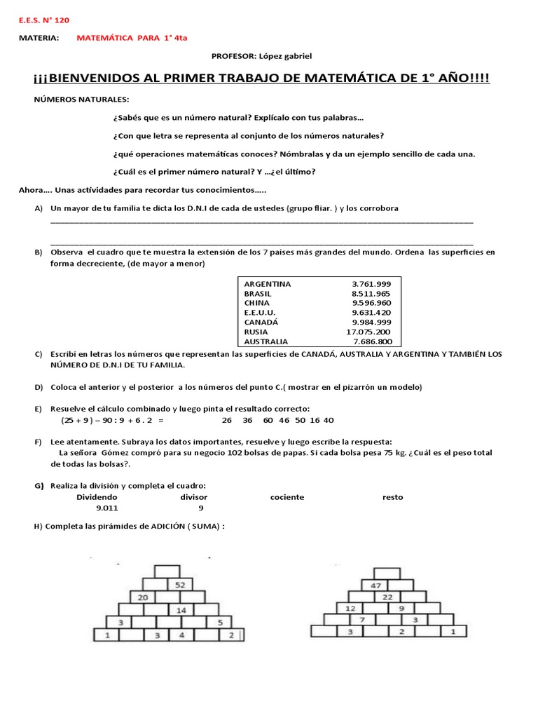 TP 1 Ees12 1ro | PDF | División (Matemáticas) | Número natural