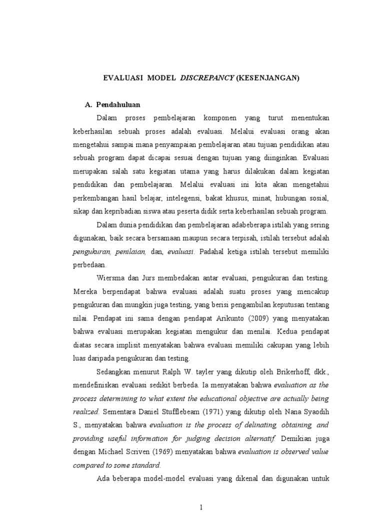 Evaluasi Model Discrepancy (Kesenjangan) | PDF