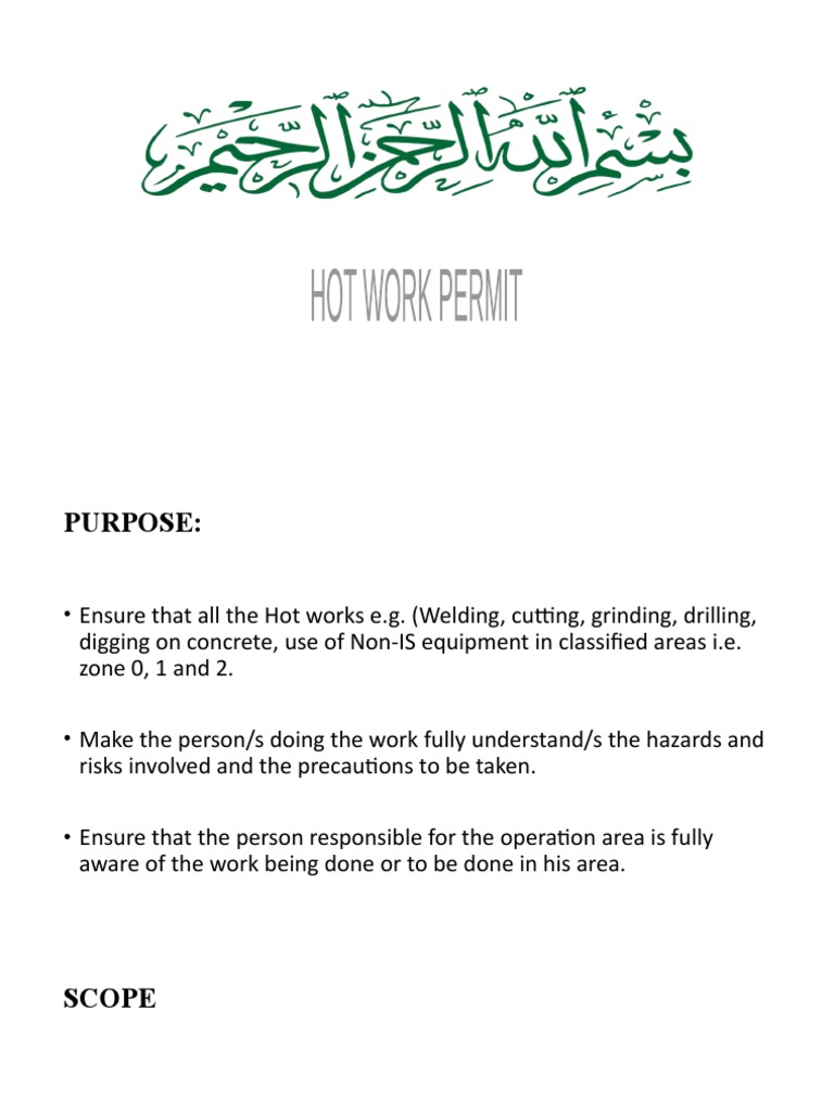 Hot Work Permit Guidelines and Safety | PDF | Personal Protective ...
