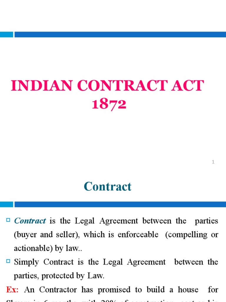 Overview of Indian Contract Act 1872 | PDF | Offer And Acceptance | Damages