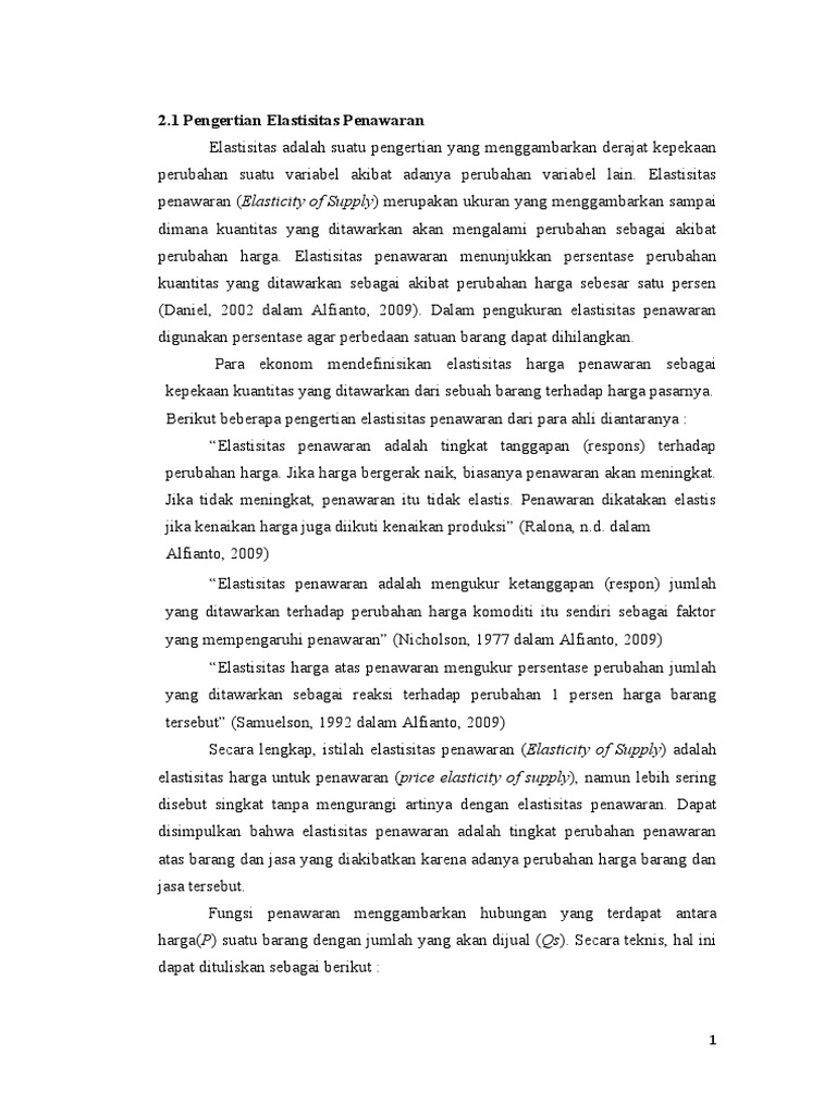 Elastisitas Supply | PDF