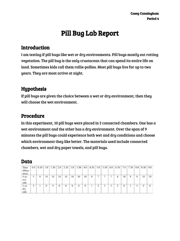Pill Bug Lab Report | PDF | Home & Garden | Wellness