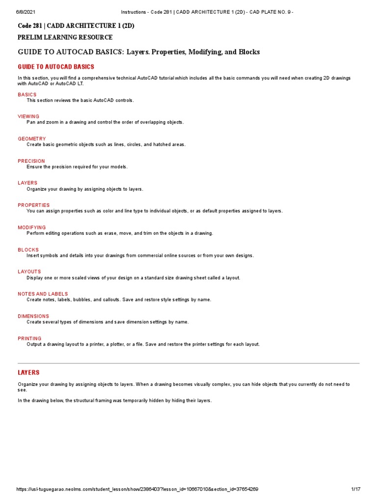 GUIDE TO AUTOCAD BASICS: Layers. Properties, Modifying, and Blocks | PDF | Computer Aided Design ...